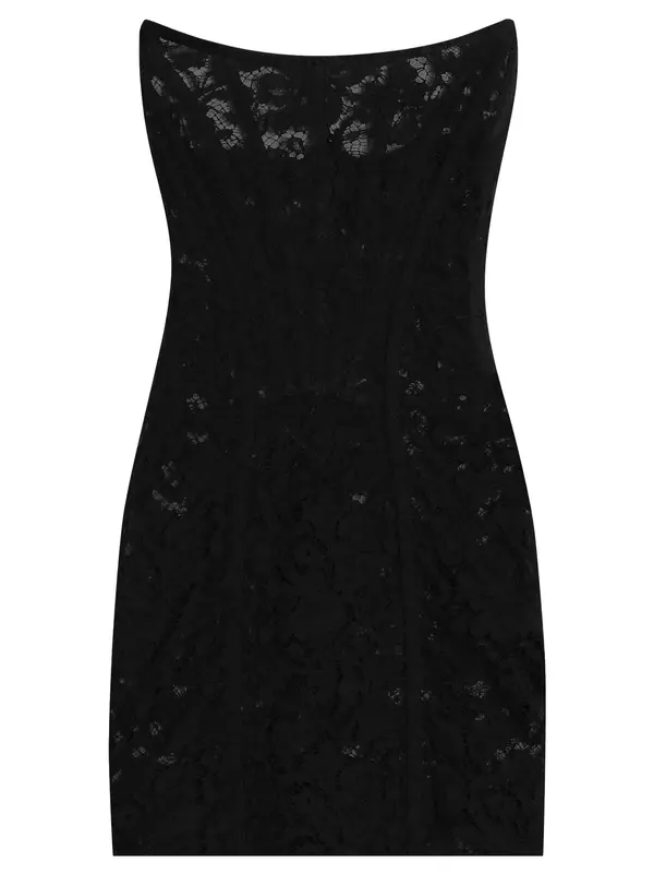 Dolce & Gabbana Short Cordonetto Lace Corset Dress - Black