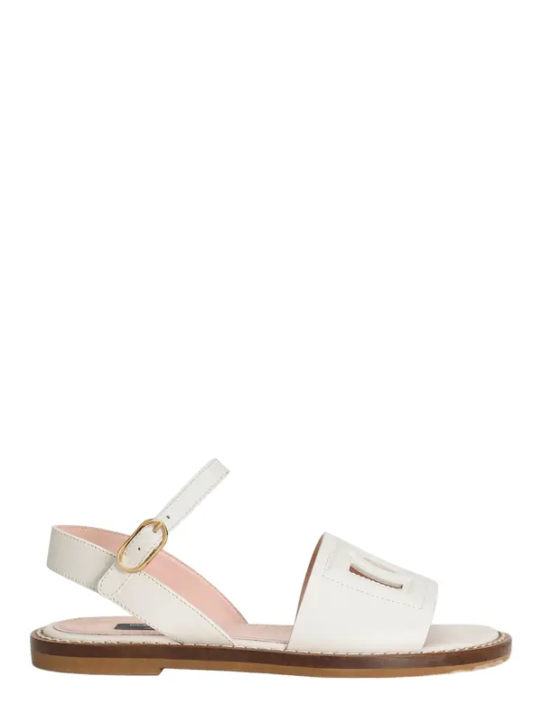 Dolce & Gabbana Calfskin Sandals With Logo - White