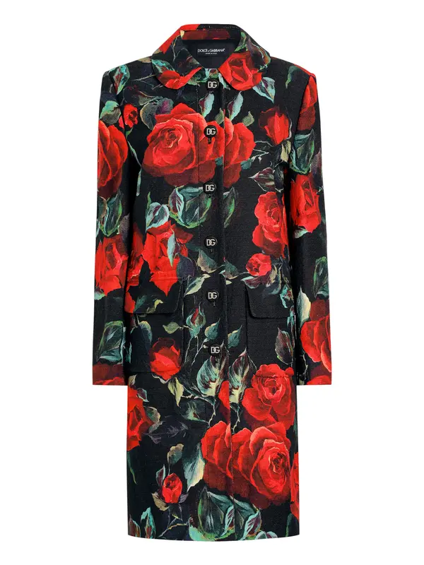 Dolce & Gabbana Rose- Cotton Jacquard Coat - Print