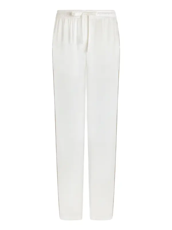 Dolce & Gabbana Silk Pajama Pants With Logo Embroidery - White