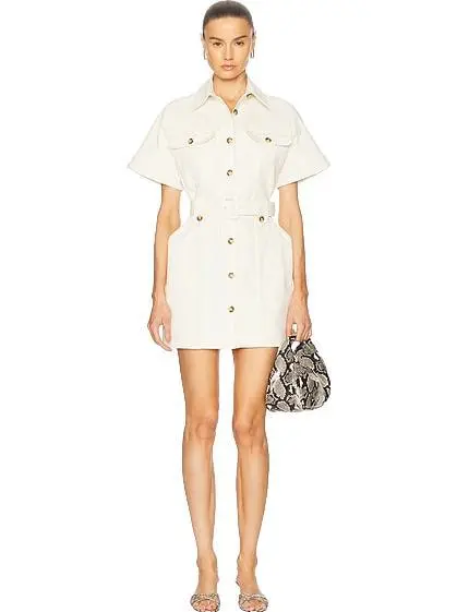 NICHOLAS Angela Utility Mini Dress - Vanilla