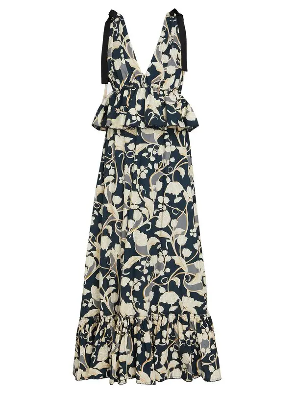 Agua Bendita Infinito Floral-print Maxi Dress - Storm Blue