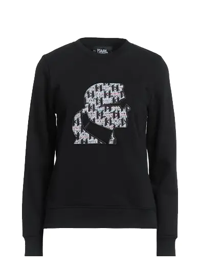 Karl Lagerfeld Embroidered Fleece Sweatshirt - Black
