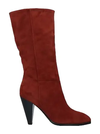 PAOLA FERRI Suede Boots With Cone Heel - Red