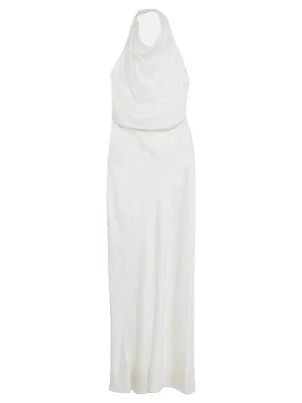 Simkhai Reannon Draped Satin Halter Gown - Ivory