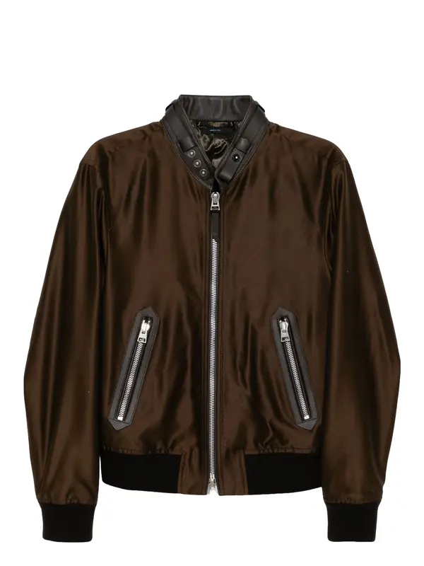 TOM FORD Faille Biker Jacket - Brown