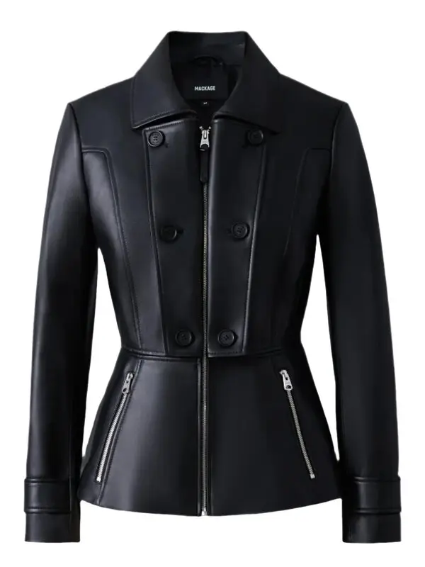 Mackage Fitted Lamb Leather Jacket - Black