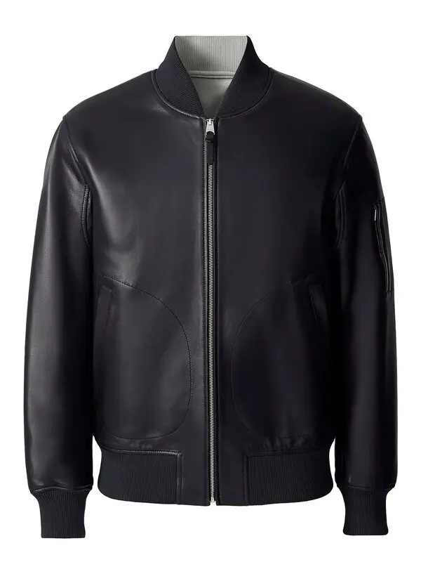 Mackage Easton-sa 2-in-1 Reversible Leather Bomber Jacket - Navy-mid Grey