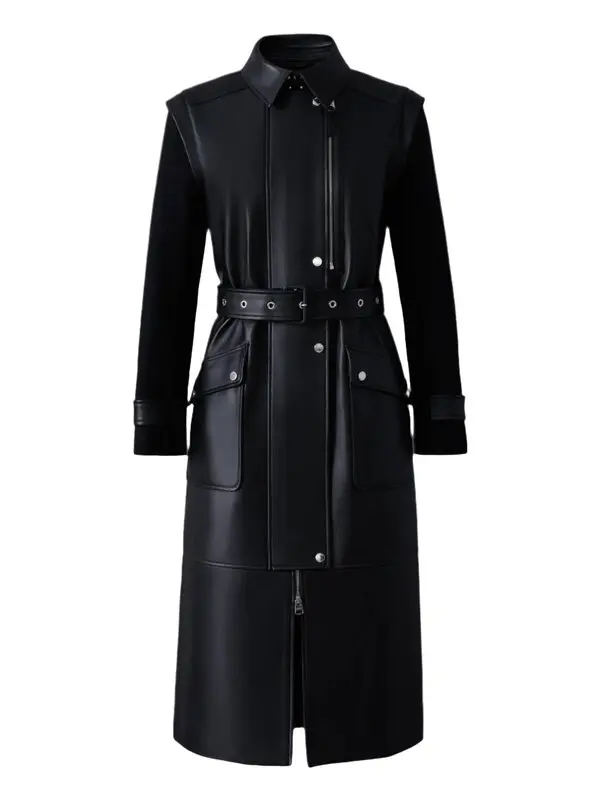Mackage Evelina 2-in-1 Lamb Leather Coat With Removable Sleeves - Black