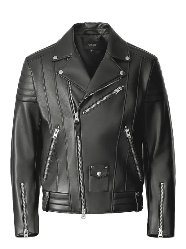 Mackage Kenneth Leather Biker Jacket - Carbon