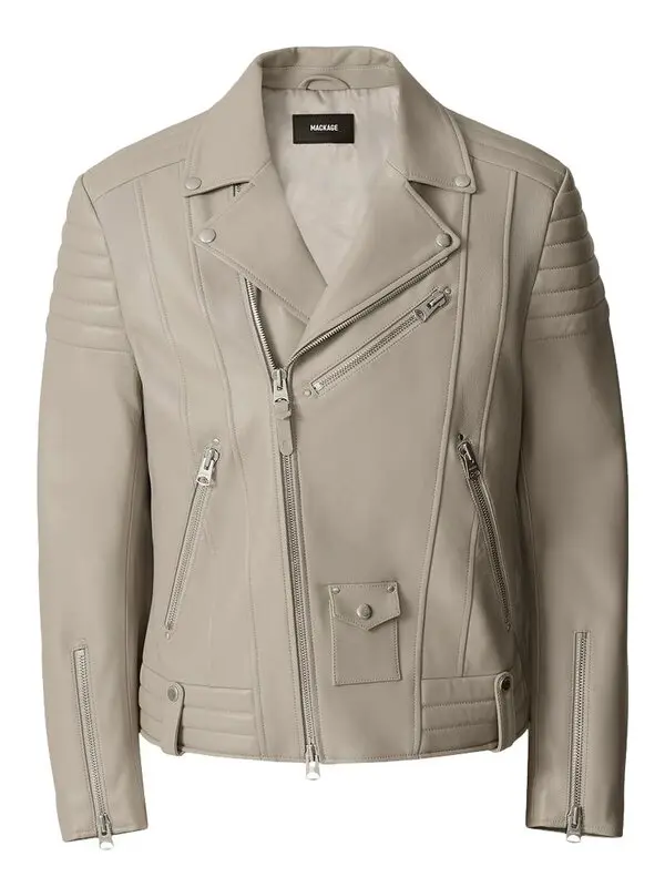 Mackage Kenneth Leather Biker Jacket - Taupe