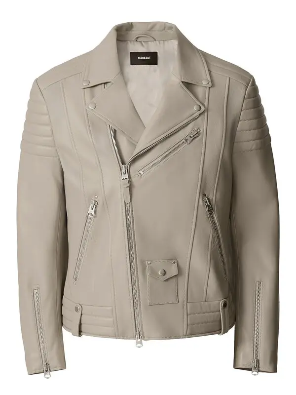 Mackage Kenneth Leather Biker Jacket - Taupe