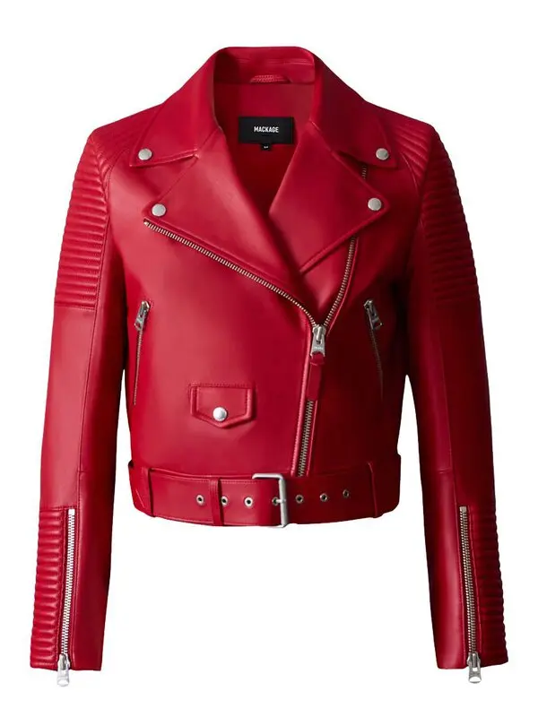 Mackage Masina Leather Biker Jacket - Lava
