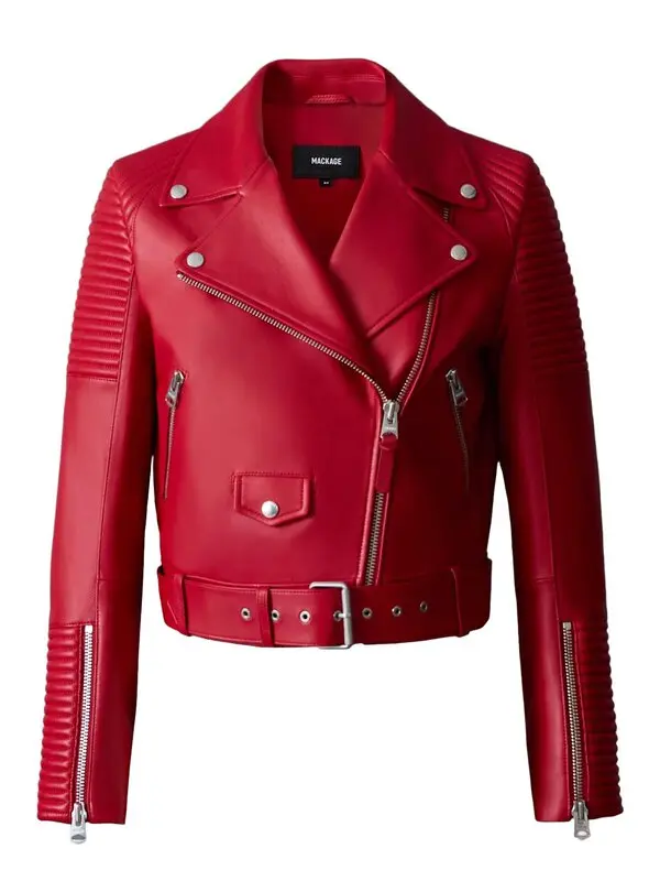 Mackage Masina Leather Biker Jacket - Lava