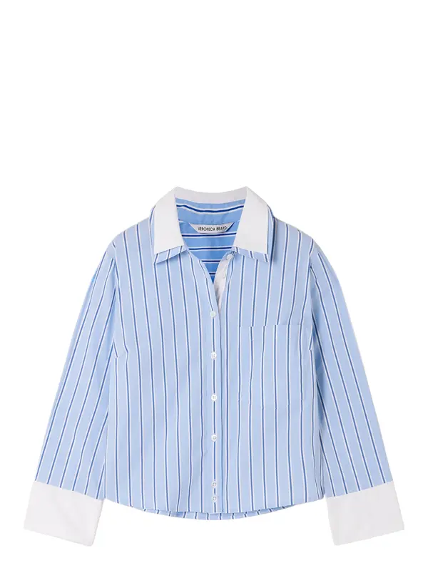 Veronica Beard Maia Striped Cotton-poplin Shirt - Blue