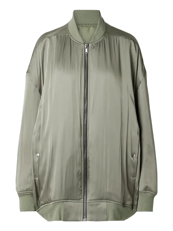Rick Owens Peter Oversized Padded Satin Bomber Jacket - Green