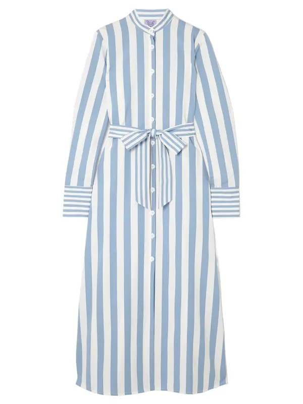 Thierry Colson Alla Striped Cotton-poplin Maxi Shirt Dress - Blue
