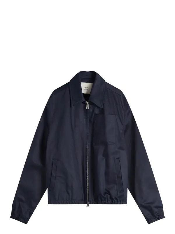 Ami Adc Zipped Cotton Jacket - Navy Blue