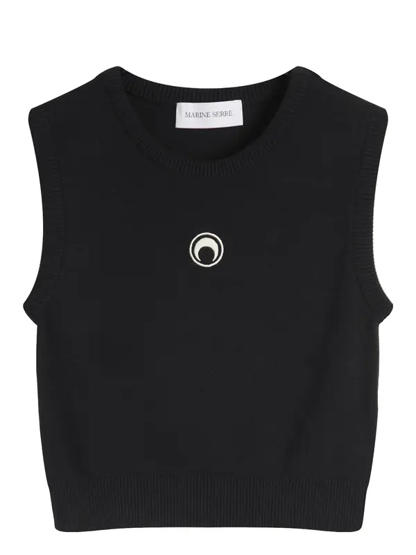 MARINE SERRE Moon Logo Knit Vest - Black