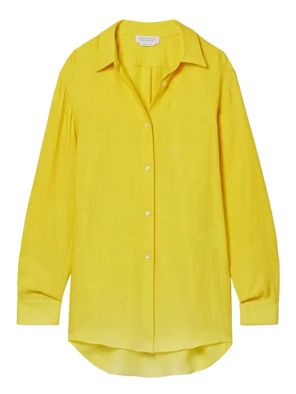 Gabriela Hearst Reyes Herringbone Cashmere And Silk-blend Shirt - Yellow