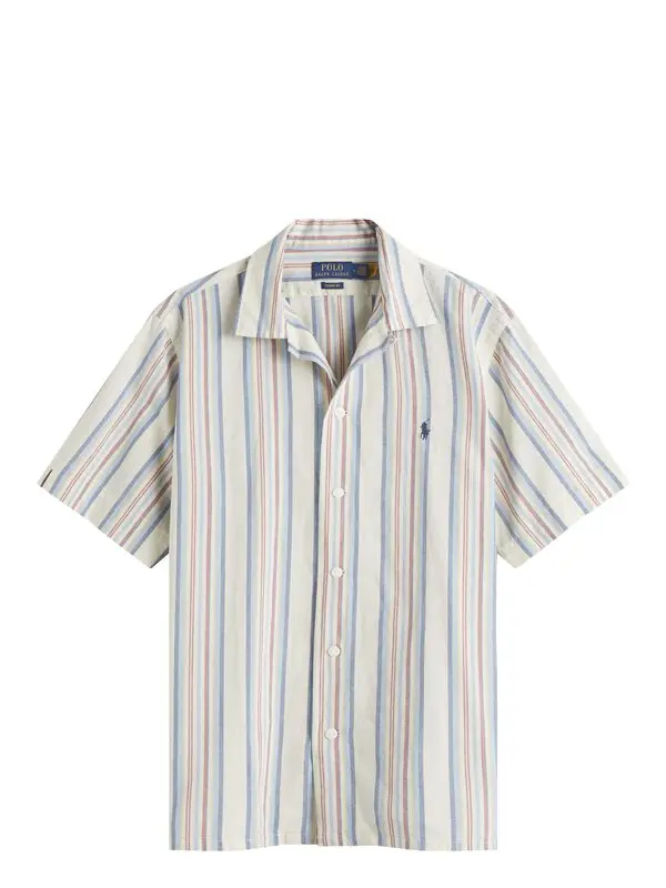 Polo Ralph Lauren Classic Fit Stripe Vacation Shirt - Off White/red Multi