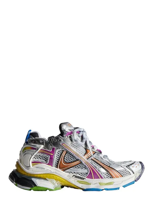 Balenciaga Runner Sneaker In Multicolor Mesh And Nylon - Grey