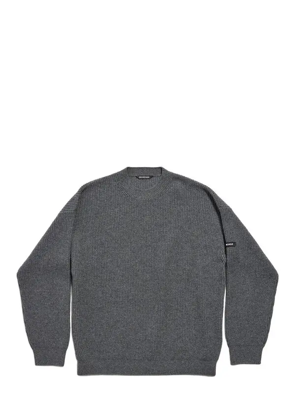 Balenciaga Crewneck Wool Knit Sweater - Grey & Silver