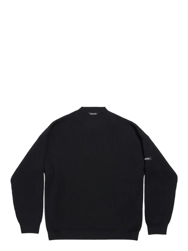 Balenciaga Wool Knit Crewneck Sweater - Black