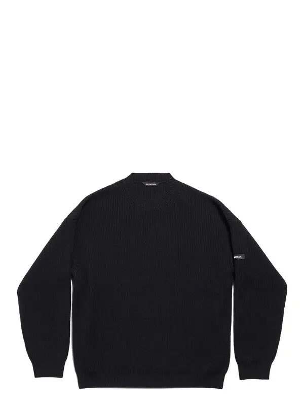 Balenciaga Wool Knit Crewneck Sweater - Black