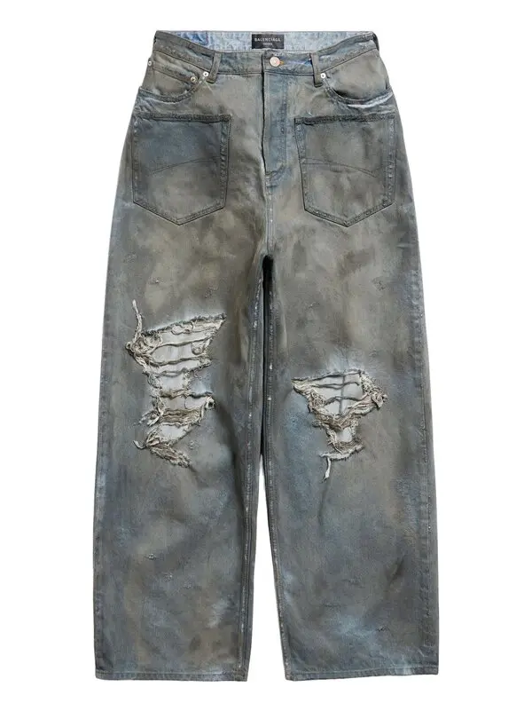 Balenciaga Patched Pockets Baggy Jeans - Blue