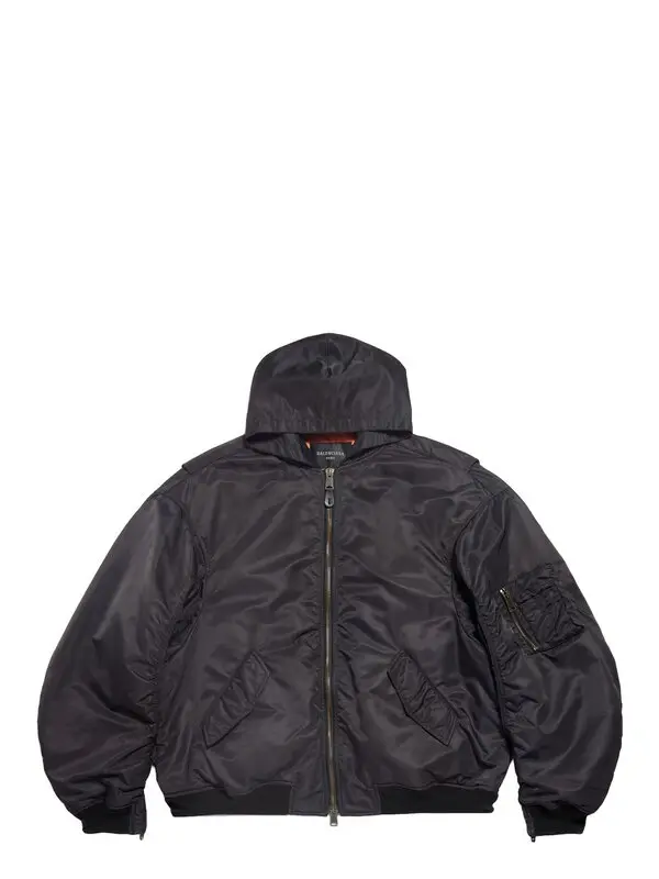 Balenciaga Tape Type Light Hooded Bomber - Black