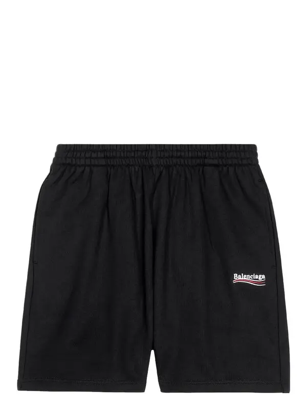 Balenciaga Political Campaign Fleece Sweat Shorts - Black