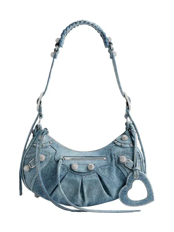 Balenciaga Le Cagole Small Shoulder Bag With Rhinestones - Blue