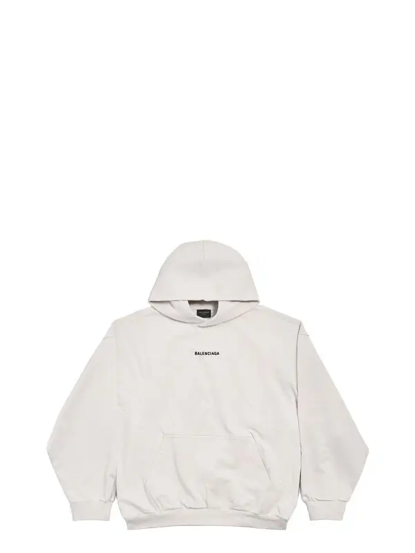 Balenciaga Medium Fit Fleece Hoodie - White
