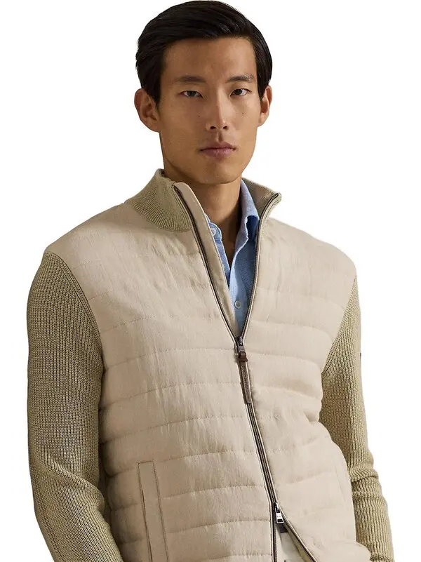 Ralph Lauren Hybrid Linen Full-zip Sweater - Coastal Beige Linen Combo