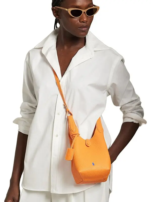 Ralph Lauren Polo Play Leather Small Tote & Crossbody - Orange Peel