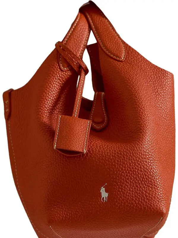 Ralph Lauren Polo Play Leather Small Tote & Crossbody - Sunset Orange
