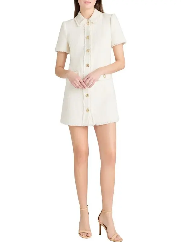 Cinq À Sept Pammy Cotton Tweed Mini Shirtdress - Gardenia