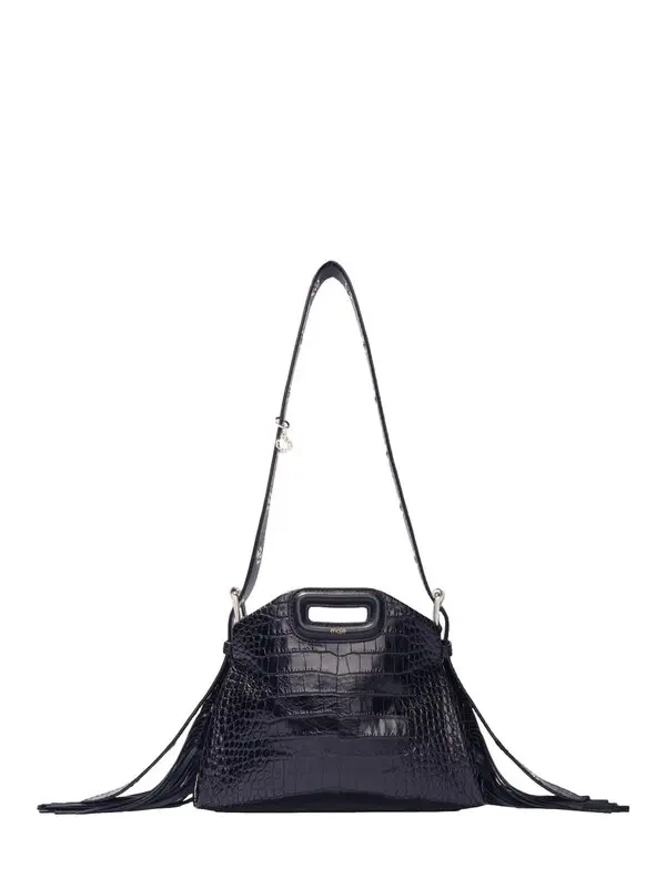 Maje Miss M Mini Embossed Leather Bag - Black