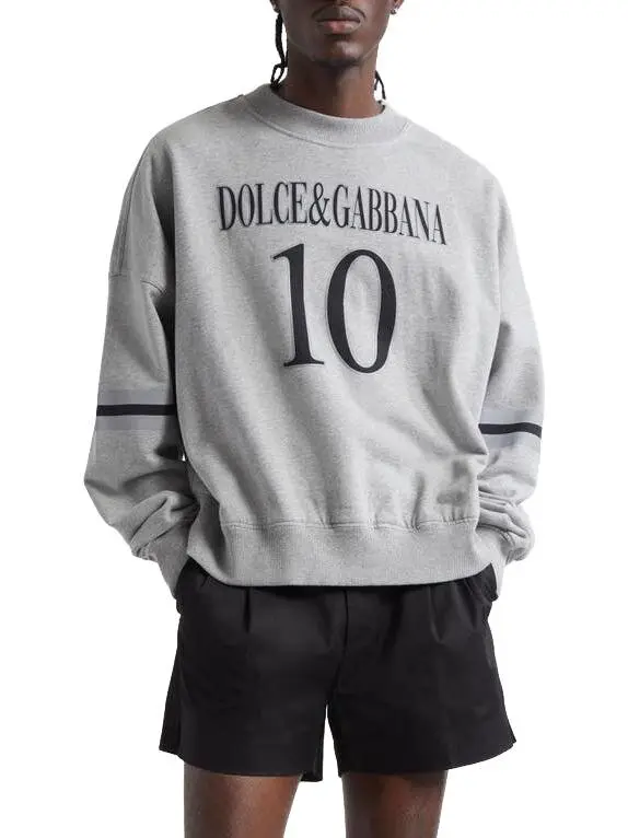 Dolce & Gabbana Oversized Logo Graphic Sweatshirt - Melange Grigi