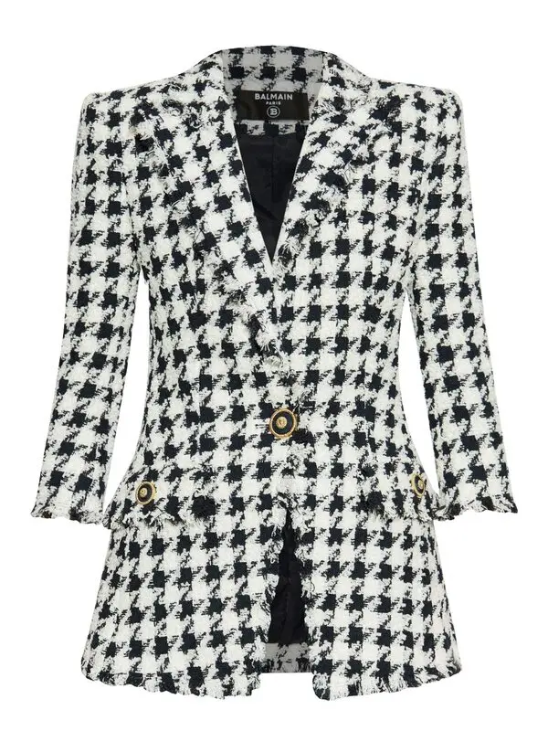 Balmain Houndstooth Blazer - White
