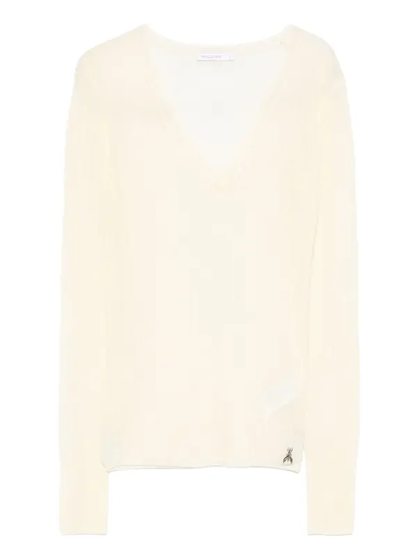 Patrizia Pepe Fine-knit V-neck Sweater - Neutrals
