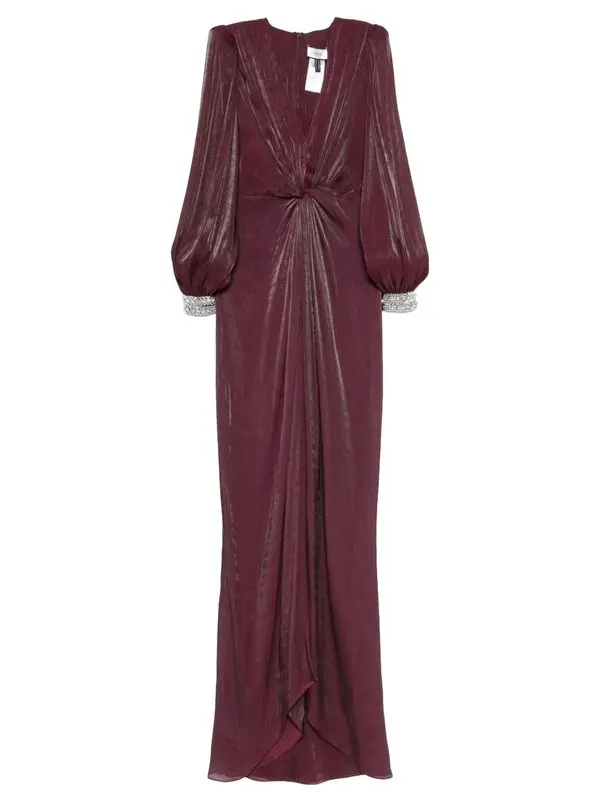 NISSA Twist-detail Chiffon Maxi Dress - Purple