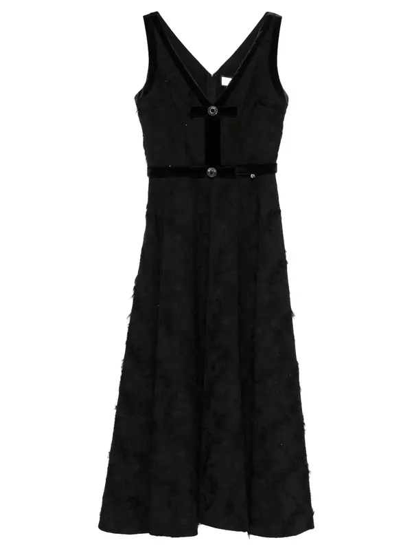 NISSA Frayed Midi Dress - Black