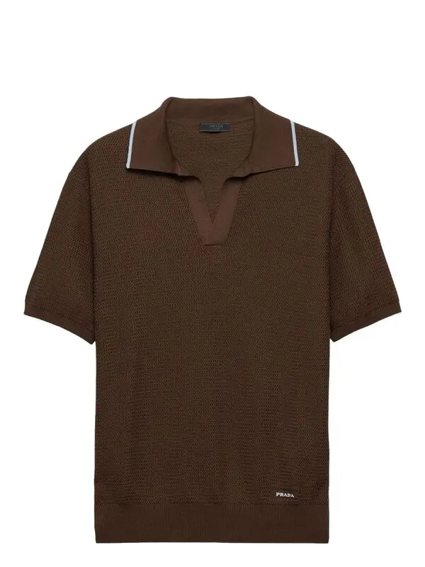 Prada Contrast-trim T-shirt - Brown