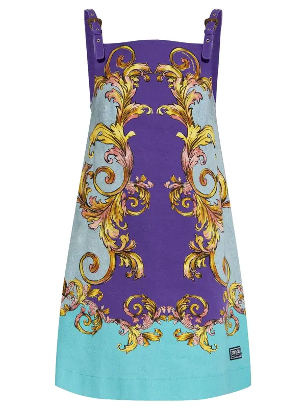 Versace Outline Barocco Mini Dress - Purple
