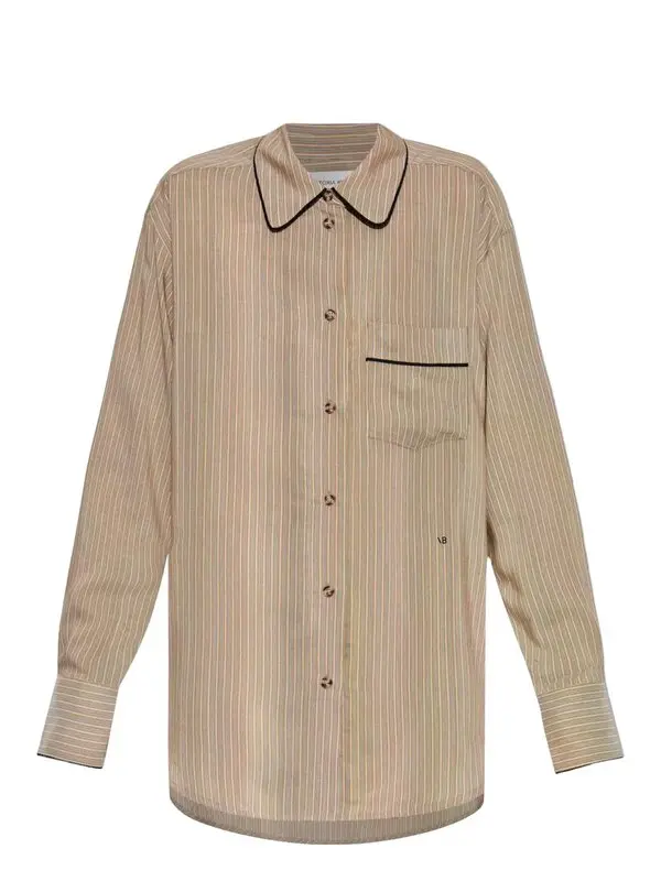 Victoria Beckham Stripe Pajama Shirt - Neutrals