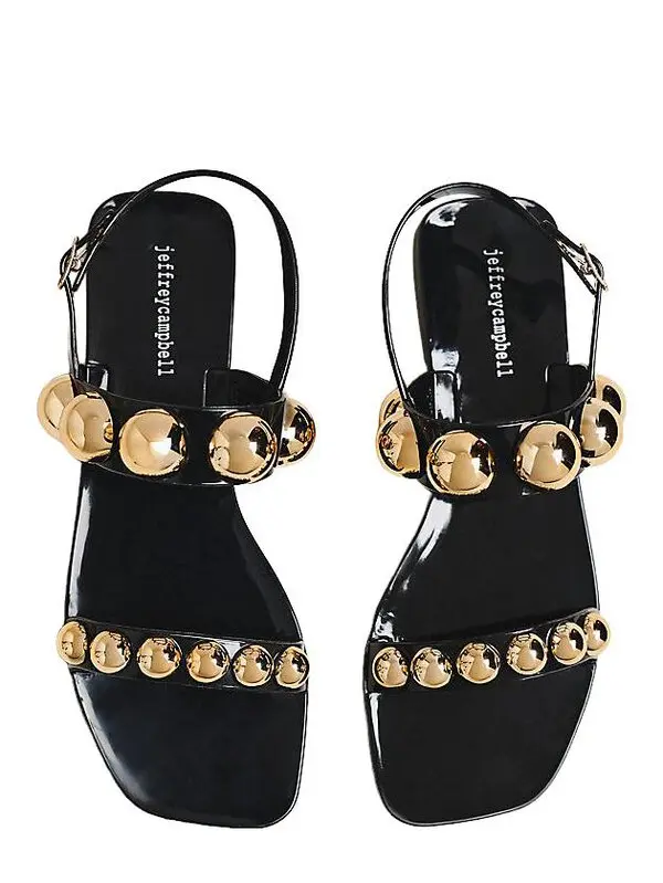 Jeffrey Campbell Gum Drop Studded Jelly Sandals - Black Gold