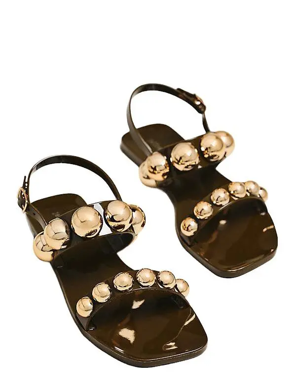 Jeffrey Campbell Gum Drop Studded Jelly Sandals - Khaki Gold