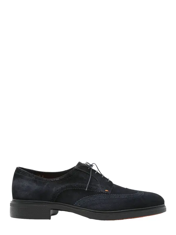 Santoni Suede Oxford Shoes - Blue